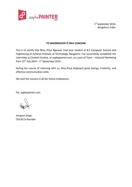 Wipro Internship Certificate Pdf