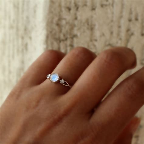Moonstone And Diamond Engagement Ring