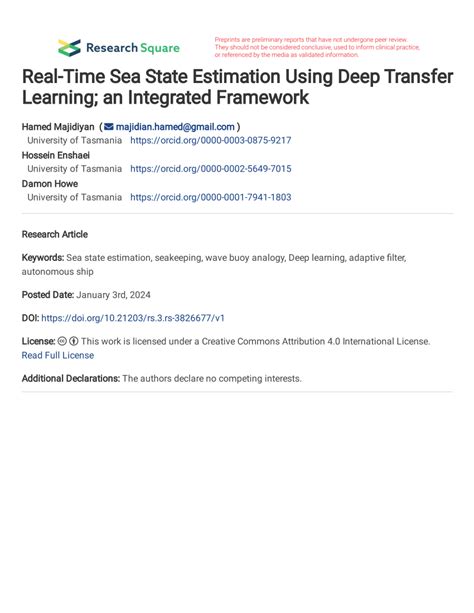 Pdf Real Time Sea State Estimation Using Deep Transfer Learning An
