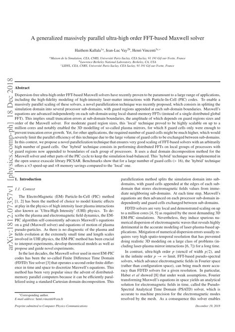 Pdf A Generalized Massively Parallel Ultra High Order Fft Based Maxwell Solver