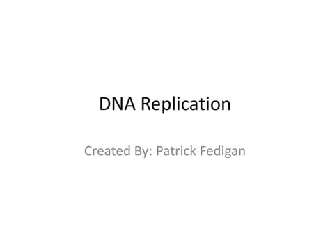 Dna Replication Project P Fedigan Ppt