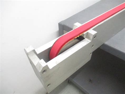 Overhead 67in Long Red Belt Conveyor For Labeler W 90 Degree Gearbox