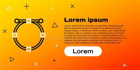 Line Circle Banner With Bezier Curve Icon Isolated On Yellow Background Pen Tool Icon Colorful