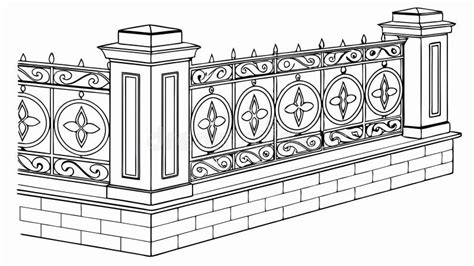 Ornate Wrought Iron Fence Section Illustration Intricate Patterns Vector Design Generative Ai