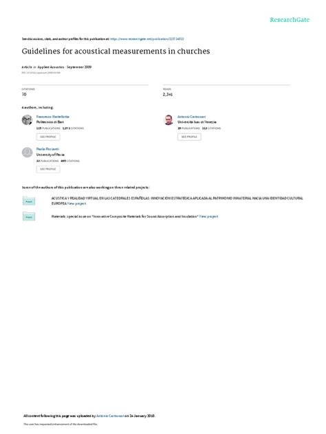 Guidelines For Acoustical Measurements In Churches Pdf Pulpit Altar