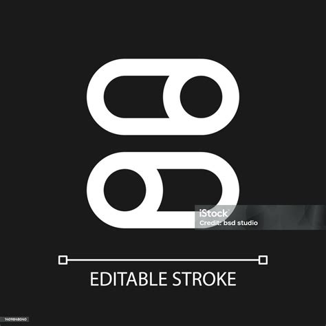 스위치 켜기 및 끄기 버튼 픽셀 어두운 테마를위한 완벽한 흰색 선형 Ui 아이콘 개념에 대한 스톡 벡터 아트 및 기타 이미지 개념 검은색 그래픽 사용자 인터페이스