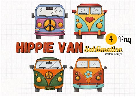 Hippie Van Png Sublimation Bundle Grafik Von Pinkky · Creative Fabrica