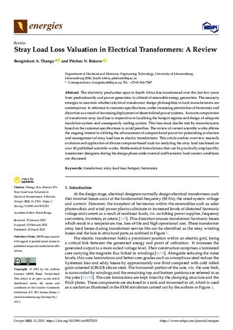 Pdf Stray Load Loss Valuation In Electrical Transformers A Review