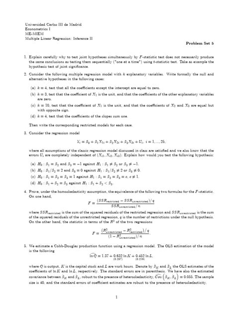 Problem Set 5 Pdf Regression Analysis Linear Regression Problem Set 5 Pdf Regression Analysis Linear Regression