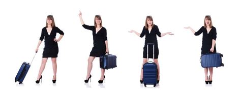 흰색 배경에 고립 된 젊은 여성 여행자 사진 무료 다운로드 Lovepik