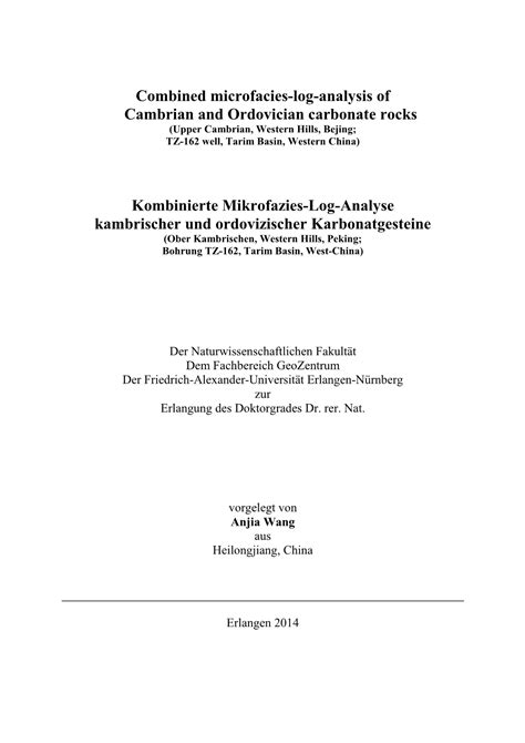 Combined Microfacies Log Analysis Of Cambrian And Ordovician Carbonate