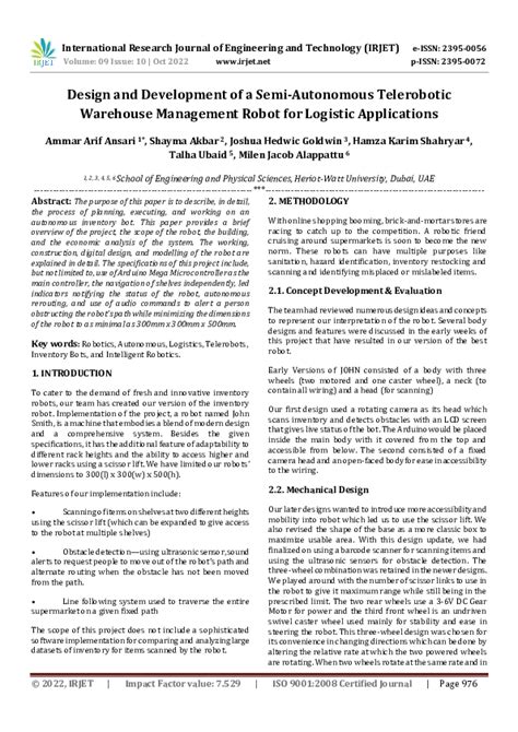 Pdf Design And Development Of A Semi Autonomous Telerobotic Warehouse Management Robot For