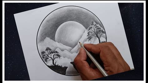 Pencil Scenery Drawing Easy Beautiful Scenery Pencil Drawing Moon