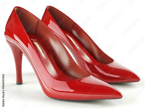 Stunning Red Patent Leather Stiletto High Heels With A Sleek Glossy