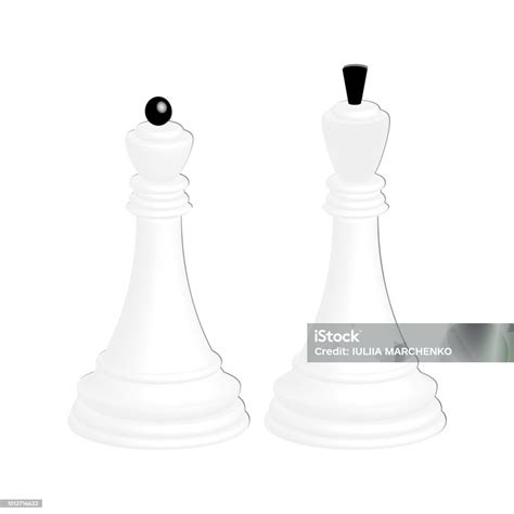 현실적인 화이트 체스 킹 고 흰색 체스 여왕 흰색 배경에 고립 개체 그룹에 대한 스톡 벡터 아트 및 기타 이미지 개체 그룹