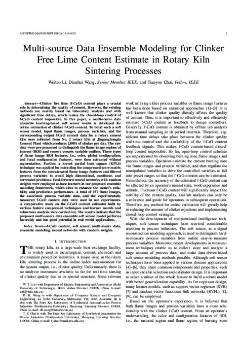 pdf multisource data ensemble modeling for clinker free lime content