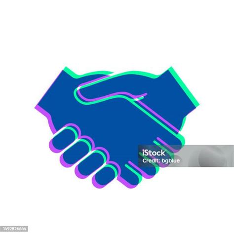 핸드셰이크 흰색 배경에 두 가지 색상이 오버레이된 아이콘 3차원 형태에 대한 스톡 벡터 아트 및 기타 이미지 3차원 형태 개념 경제 Istock
