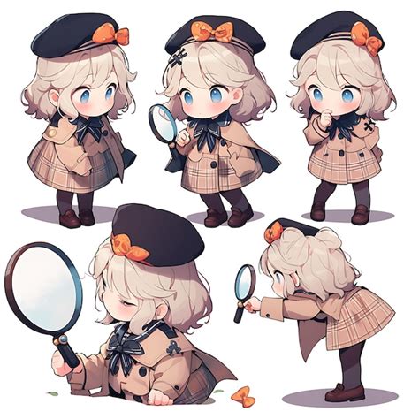 Premium Photo Character Of Female Chibi Kawaii Police Detective