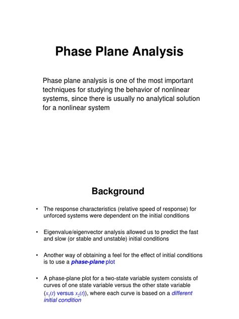 Phase Plane Analysis For Nonlinear Systems Pdf Initial Condition Eigenvalues And Eigenvectors