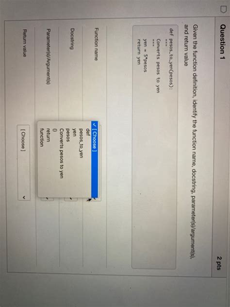 Solved Given The Function Definition Identify The Function Chegg