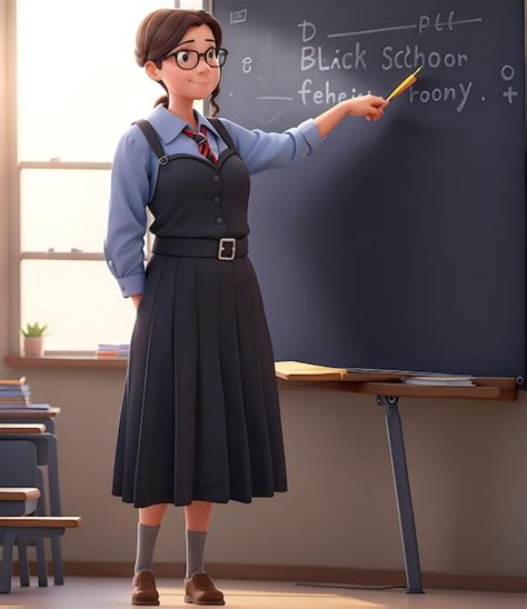 Premium Ai Image A Cartoon Of A Teacher Pointing To A Blackboard With A Pencil In The Middle