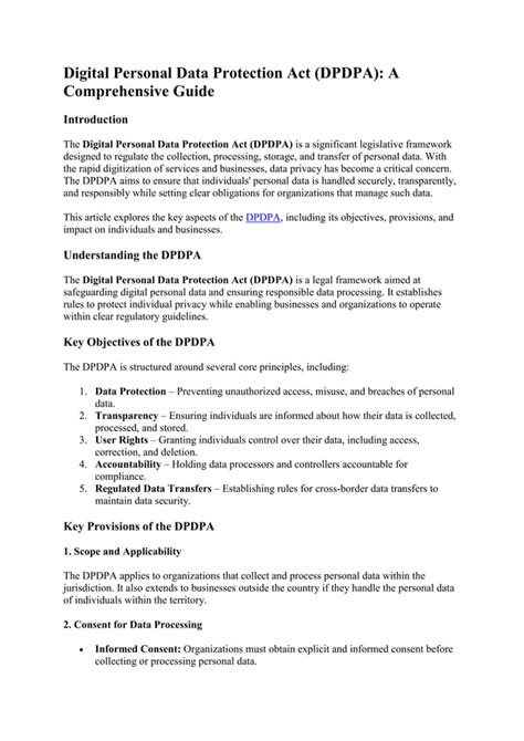 Digital Personal Data Protection Act Dpdpa Pdf
