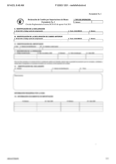 Solution F12003 1201 Colombian Import Declaration Form Requirements