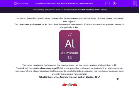 Understand Relative Atomic Mass And Relative Formula Mass Worksheet EdPlace