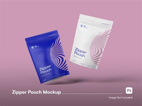 떠있는 현대적인 두 봉투 포장 모의 3d 격리 된 스탠드 업 지퍼 봉투 프리미엄 Psd 파일