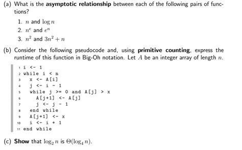 Solved A What Is The Asymptotic Relationship Between Each