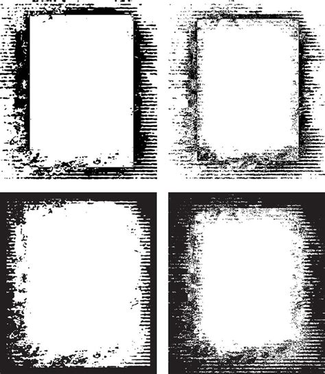 Four Black And White Grunge Frames With A Square In The Middle Four Square Frames With Grunge