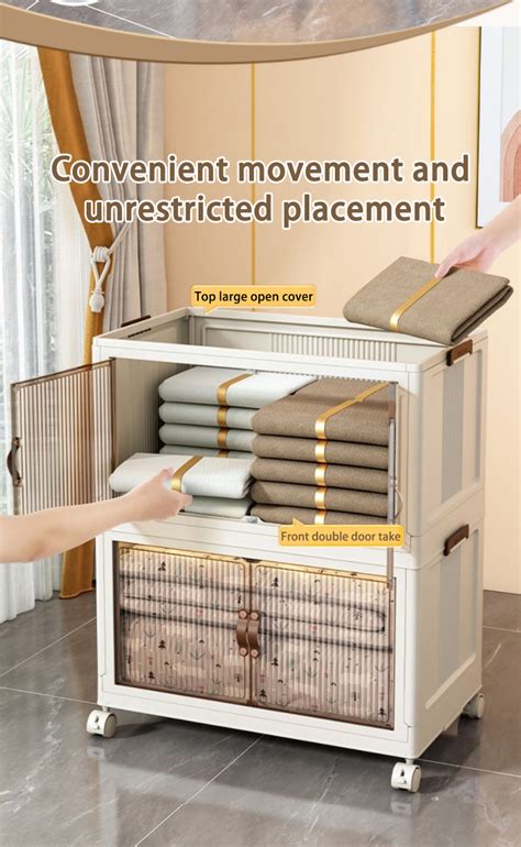 SG StockFolding Storage Box Cupboards Cabinets Transparent Double Door Foldable Home Clothes