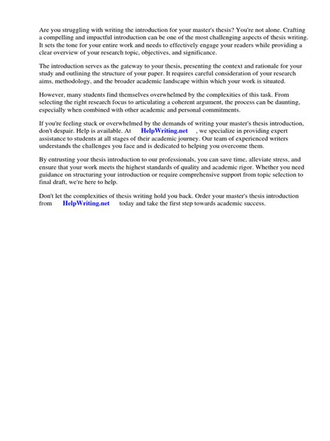 Master Thesis Introduction Length Pdf Thesis Methodology