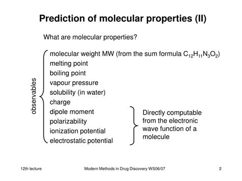 Ppt Prediction Of Molecular Properties I Powerpoint Presentation Free Download Id 5031990