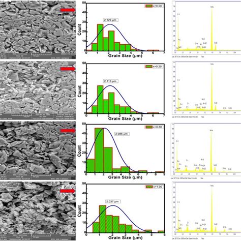 Micrographs Of Fesem Histograms Of Grain Size And Edx Plots Of