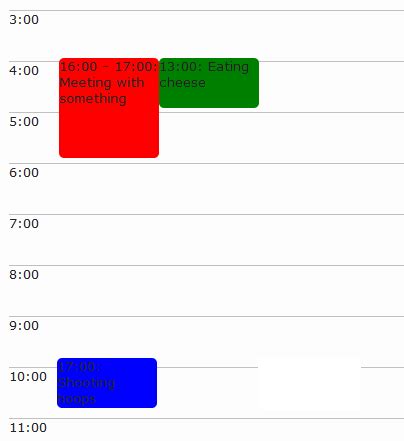 Javascript Creating A Calendar Control Using Css How To Auto Layout Events Stack Overflow
