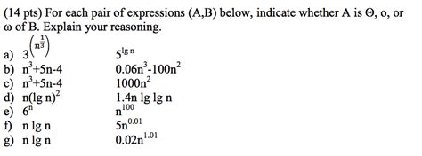 Solved 14 Pts For Each Pair Of Expressions Ab Below