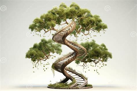 Spiraling Tree Pathway Fantasy Concept Stock Illustration