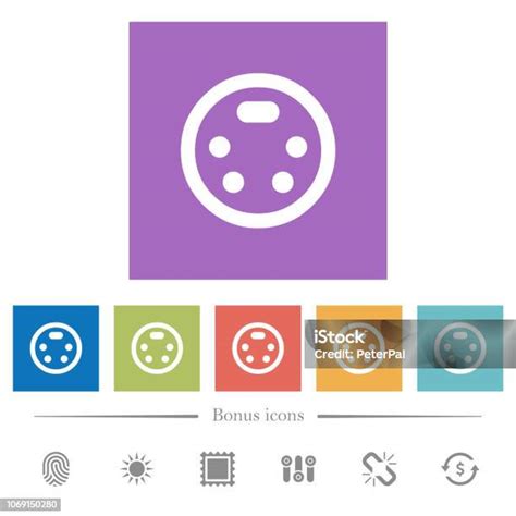 사각형 배경에서 S비디오 커넥터 평면 흰색 아이콘 고리 사슬에 대한 스톡 벡터 아트 및 기타 이미지 고리 사슬 디비디 배전반 Istock