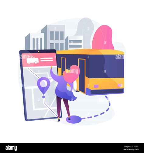 Autonomous Public Transport Abstract Concept Vector Illustration Stock