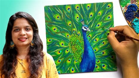 How To Paint A Peacock Acrylics On Canvas Tutorial For Beginners