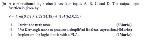 Solved B A Combinational Logic Circuit Has Four Inputs A