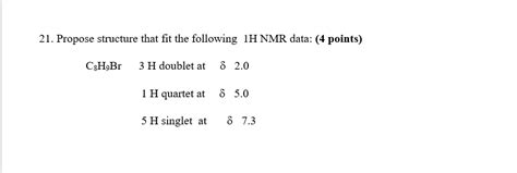 solved 21 propose structure that fit the following 1h nmr