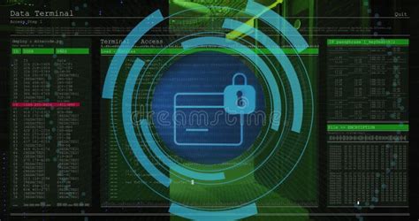 Image Of Padlock And Data Processing Over Computer Servers Stock Image