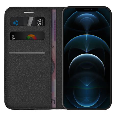 Leather Wallet Case For Apple Iphone Pro Max Black