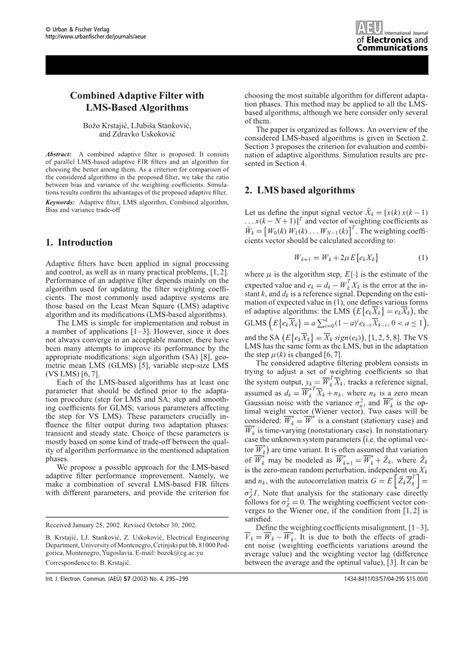 基于LMS算法的自适应组合滤波器外文翻译资料 外文翻译网