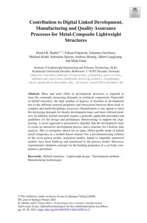 Pdf Contribution To The Optimization Of Metal Composite Lightweight Structures In Context Of
