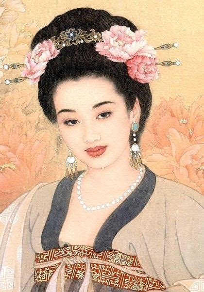 미인도 공필화 왕미방조국경하가영이애국 작품들 네이버 블로그 양귀비 초상화 고전 그림