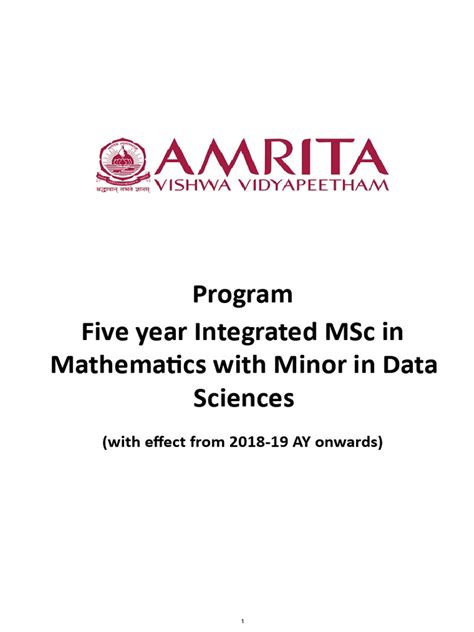 Integrated Msc Mathematics With Minor Data Science Download Free Pdf Mathematics Data Science