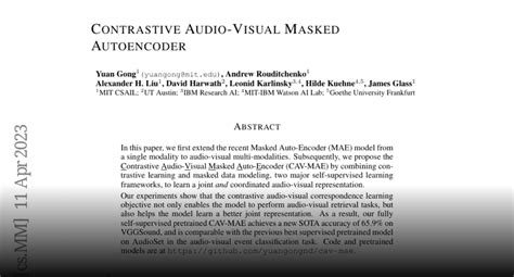 Paper Page Contrastive Audio Visual Masked Autoencoder